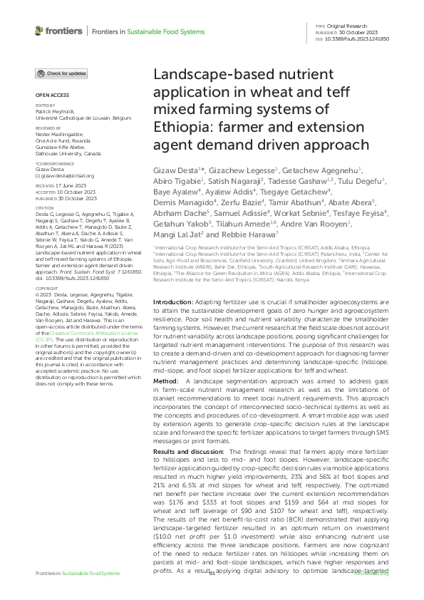 (PDF) Landscape-based nutrient application in wheat and teff mixed ...
