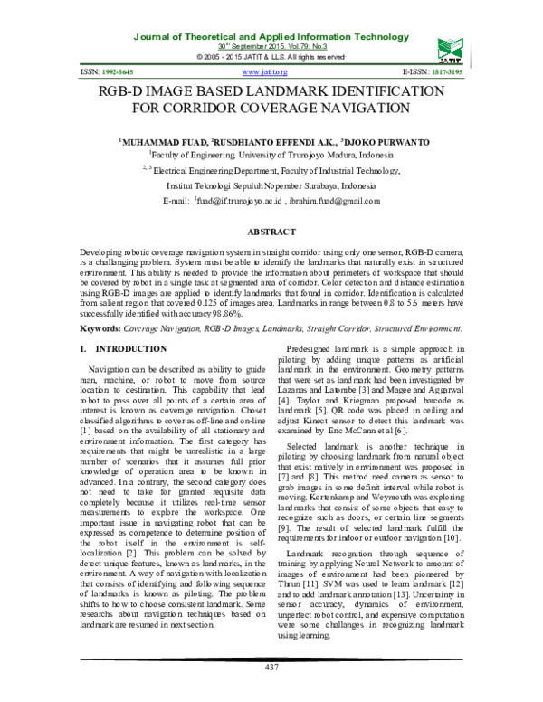 (PDF) RGB-D Image Based Landmark Identification for Corridor Coverage Navigation