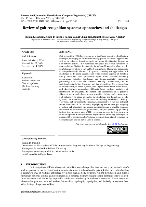 Pdf Review Of Gait Recognition Systems Approaches And Challenges