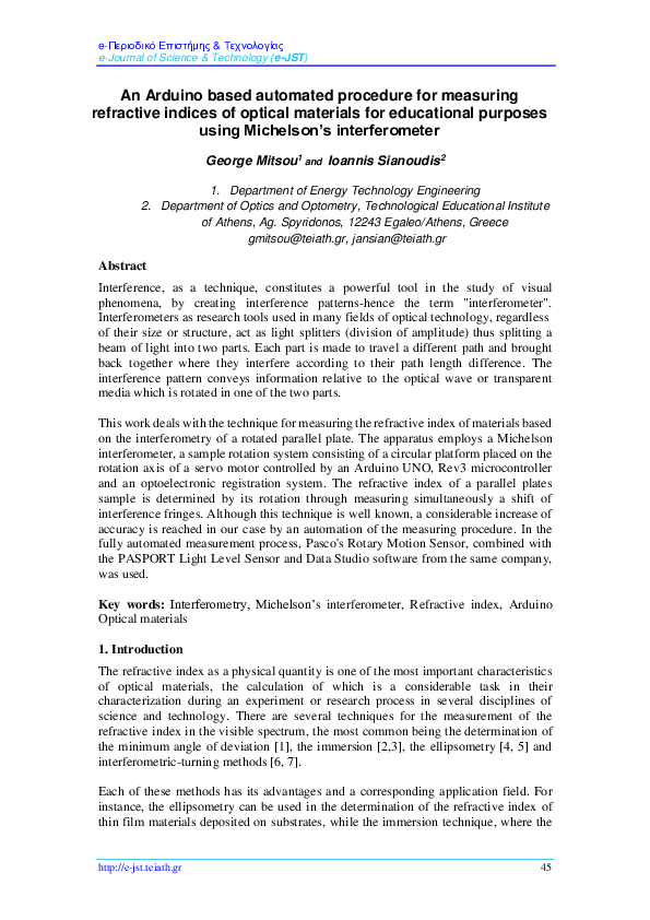 (PDF) An Arduino based automated procedure for measuring refractive ...