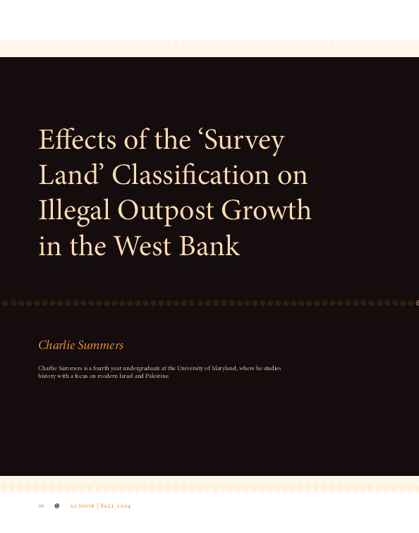 (PDF) Effects of the ‘Survey Land’ Classification on Illegal Outpost ...