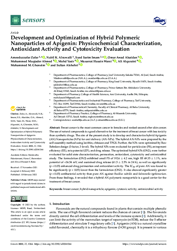 (PDF) Development and Optimization of Hybrid Polymeric Nanoparticles of Apigenin ...