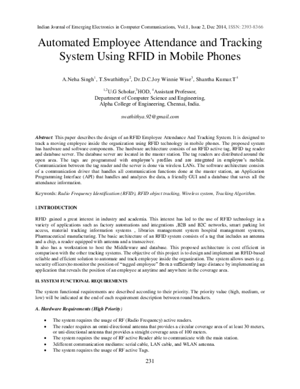 (PDF) Automated Employee Attendance and Tracking System Using RFID in ...
