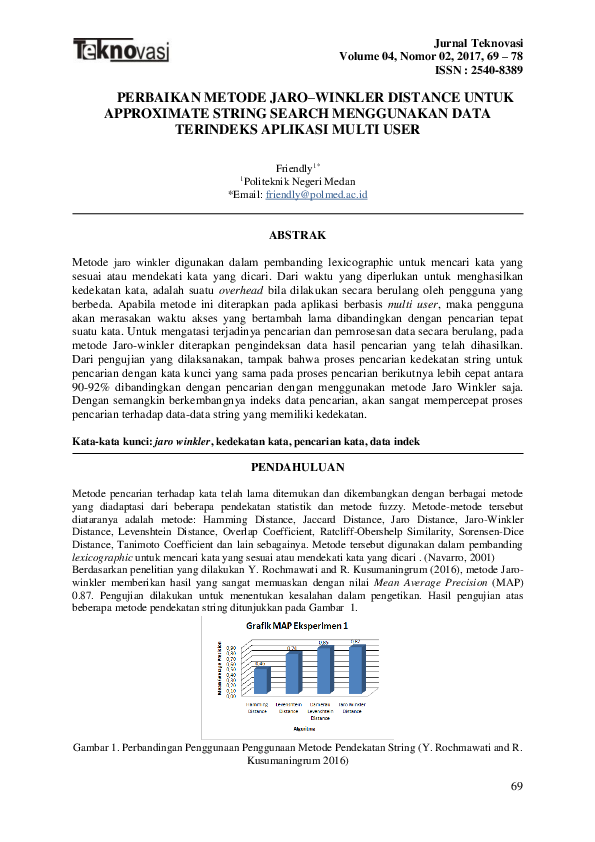 (PDF) Perbaikan Metode Jaro–Winkler Distance Untuk Approximate String Search Menggunakan Data ...