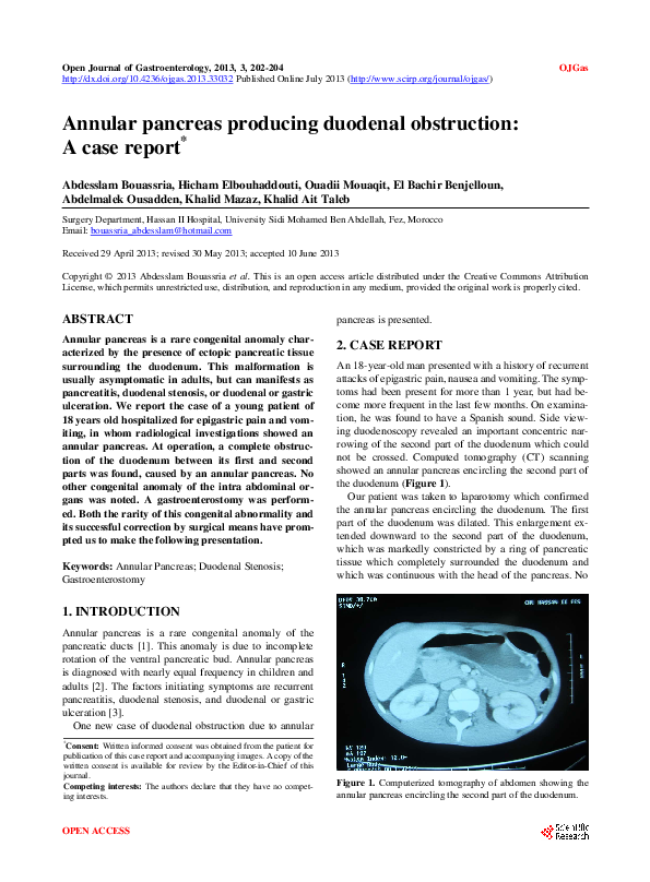(PDF) Annular pancreas producing duodenal obstruction: A case report ...