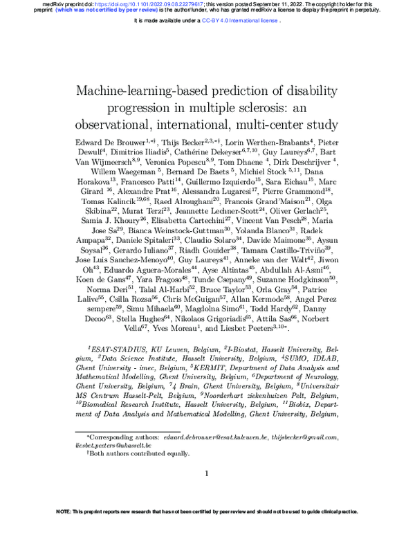 (PDF) Predicting Disability Progression in MS Patients