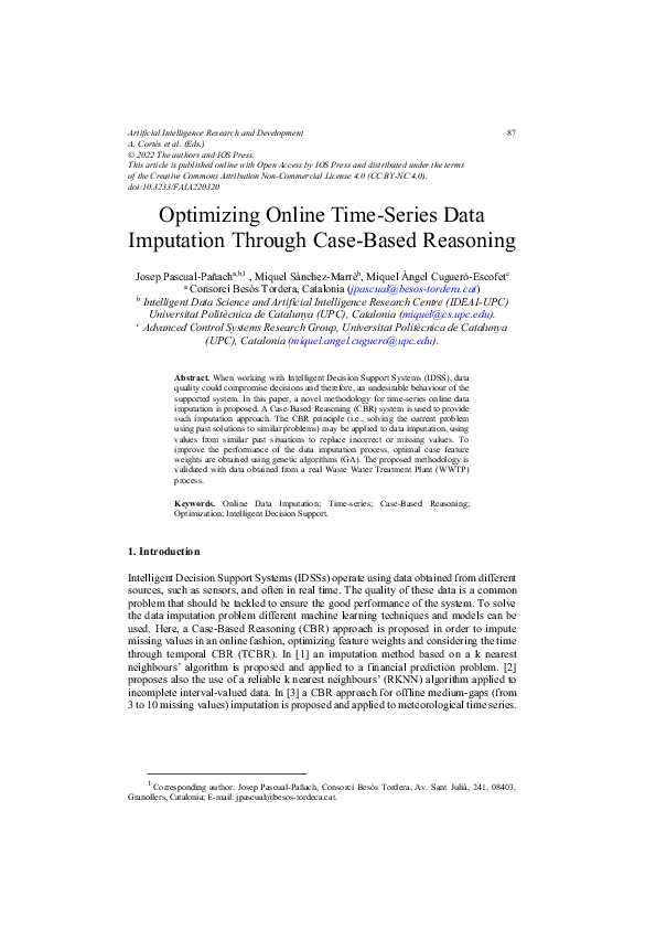 Pdf Optimizing Online Time Series Data Imputation Through Case Based