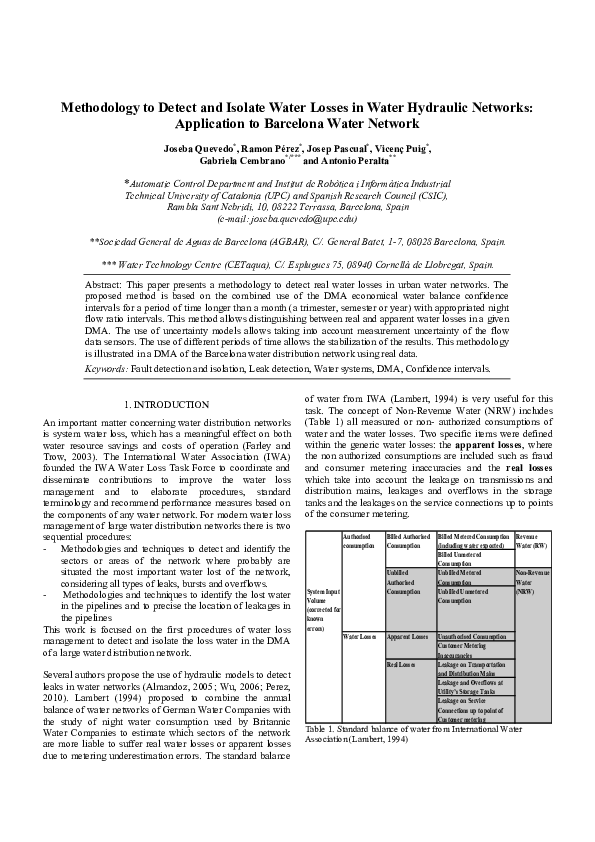 (PDF) Methodology to detect and isolate water losses in water hydraulic ...