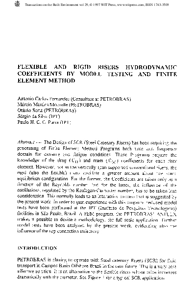 (PDF) Flexible and Rigid Risers Hydrodynamiccoefficients by Model ...