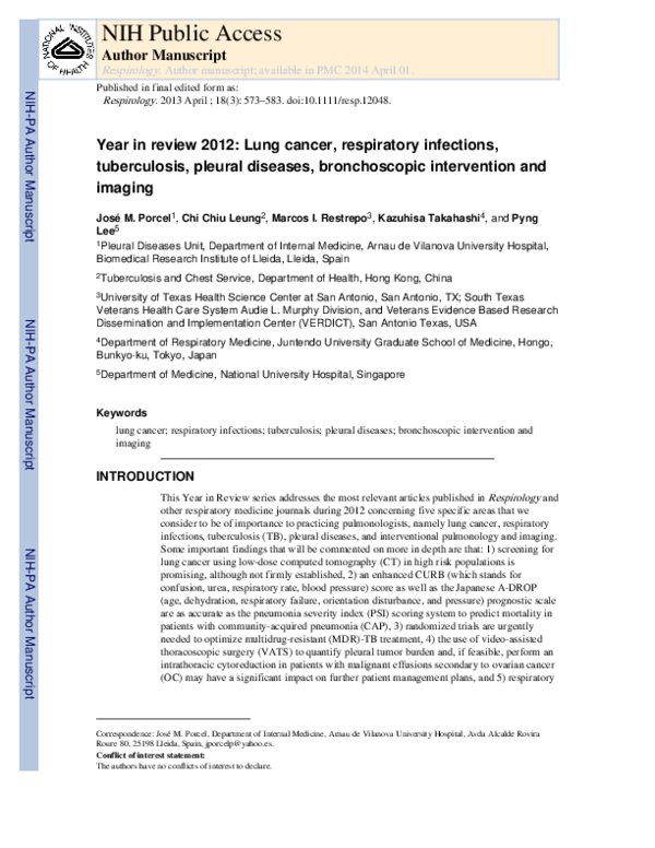 (PDF) Year in review 2012: Lung cancer, respiratory infections ...