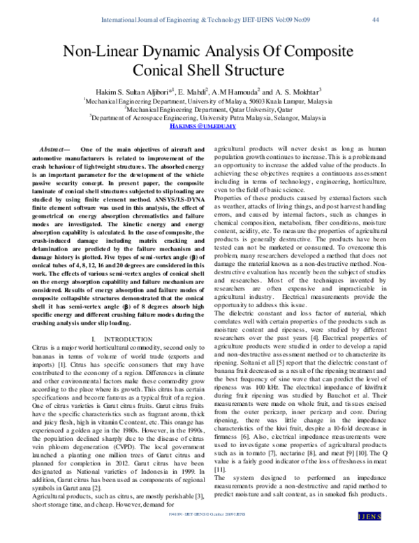 (PDF) Non-linear dynamic analysis of composite conical shell structures