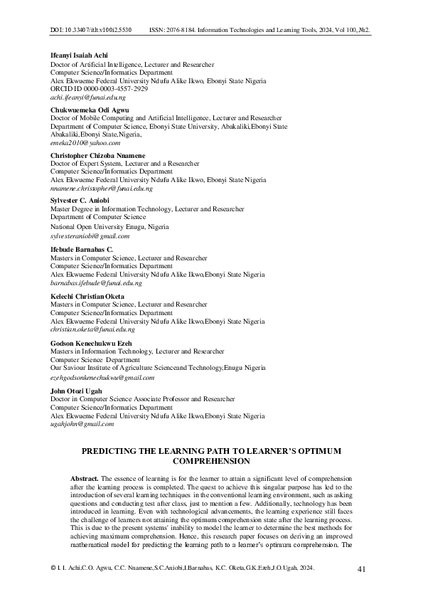 Pdf Predicting The Learning Path To Learners Optimum Comprehension