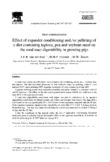 (PDF) Effect of expander conditioning and/or pelleting of a diet ...