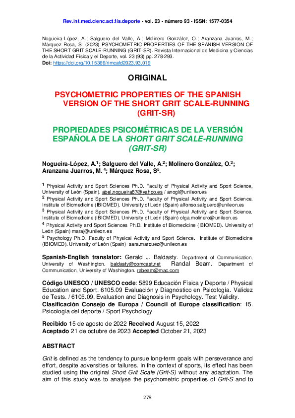(PDF) PSYCHOMETRIC PROPERTIES OF THE SPANISH VERSION OF THE SHORT GRIT ...