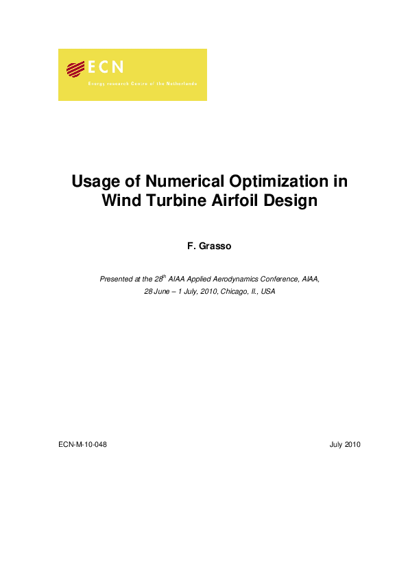 (PDF) Usage of Numerical Optimization in Wind Turbine Airfoil Design