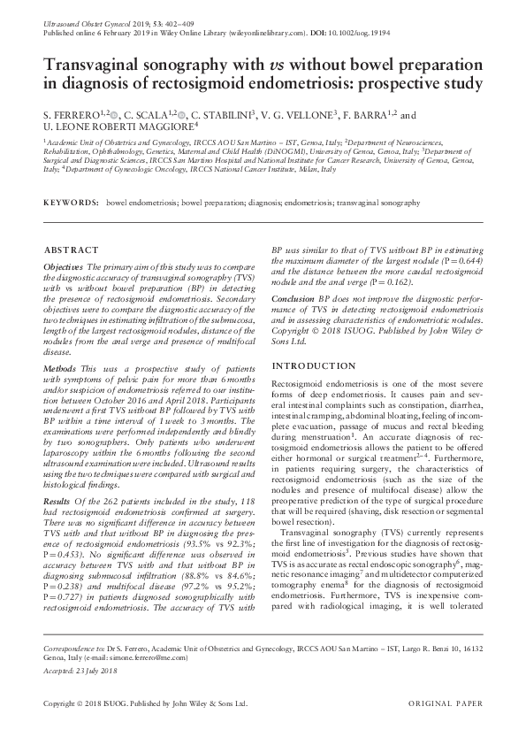 (PDF) Transvaginal sonography with vs without bowel preparation in ...