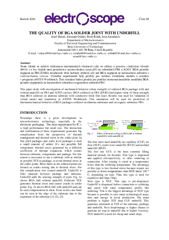 (PDF) The Quality of Bga Solder Joint with Underfill