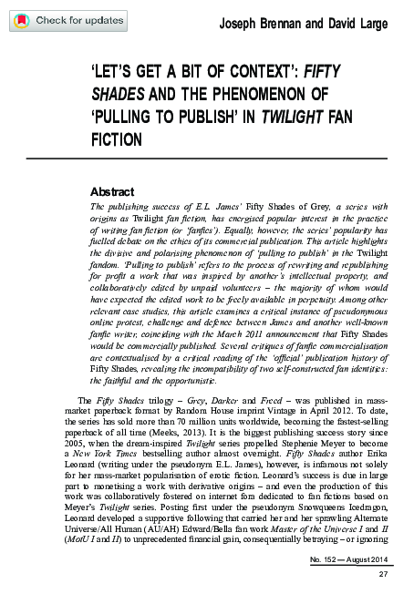 (PDF) ‘Let's Get a Bit of Context’: Fifty Shades and the Phenomenon of ...