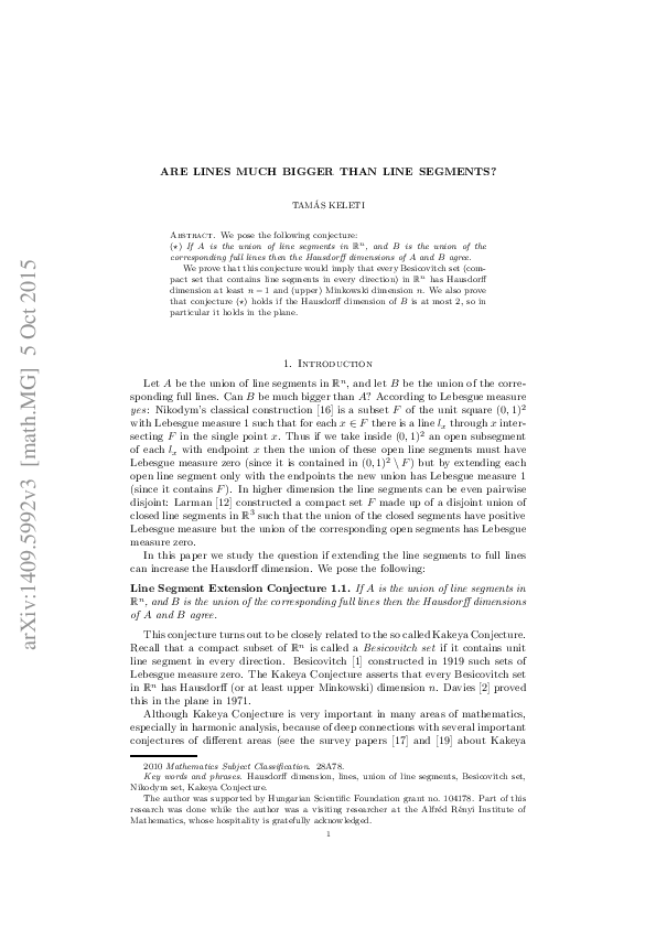 (PDF) Are lines bigger than line segments