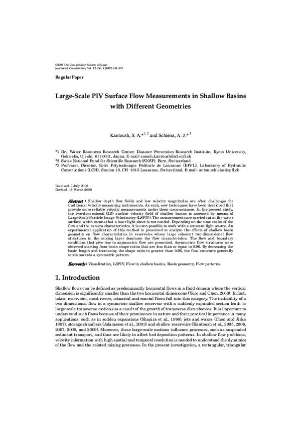 (PDF) Large-scale PIV surface flow measurements in shallow basins with ...
