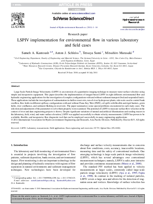 (PDF) LSPIV implementation for environmental flow in various laboratory and field cases