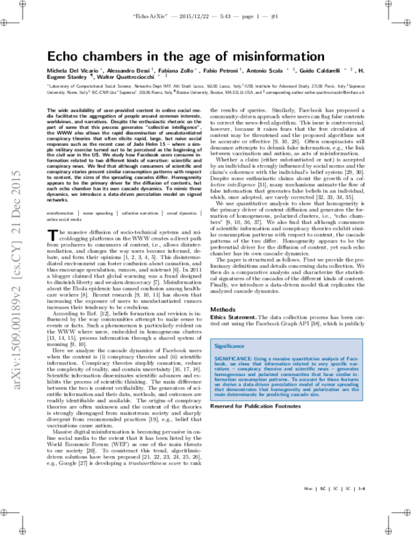 (PDF) Echo chambers in the age of misinformation