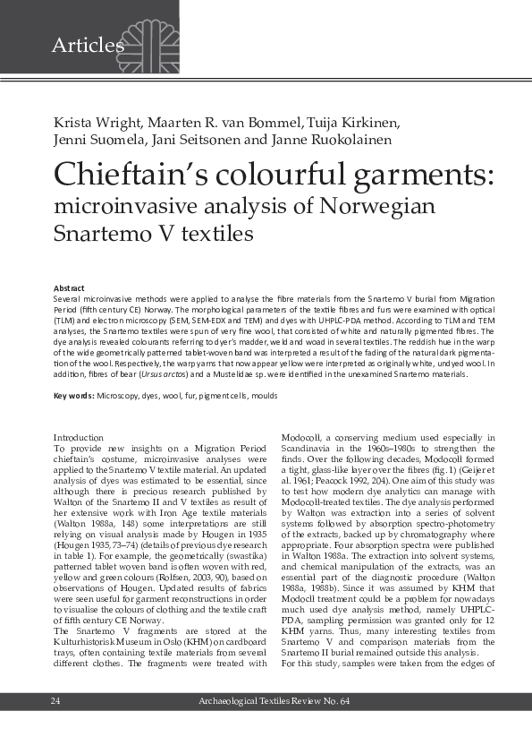 (PDF) Chieftain’s colourful garments: microinvasive analysis of ...