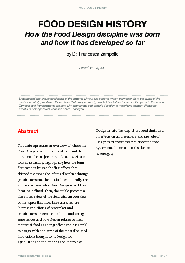 (PDF) Food Design History: How the Food Design discipline was born and ...