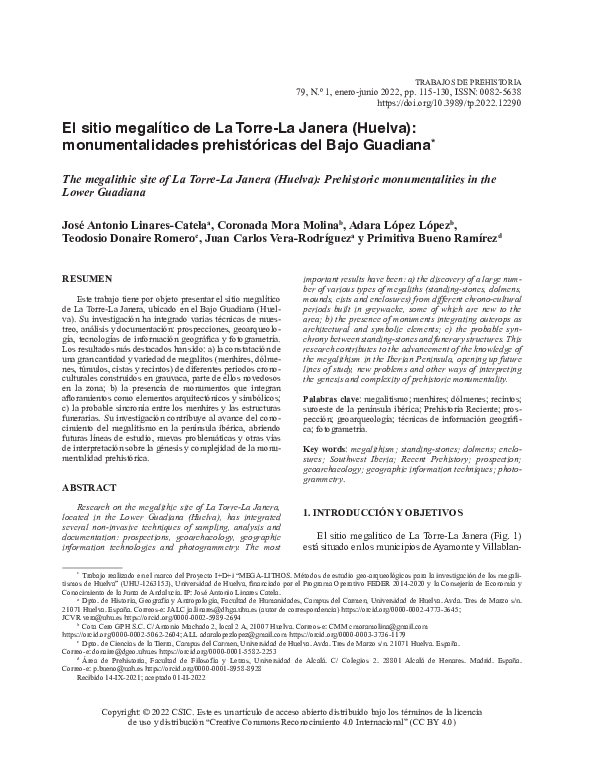 (PDF) El sitio megalítico de La Torre-La Janera (Huelva ...