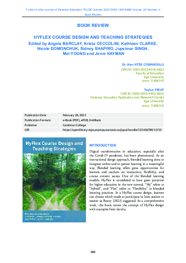 (PDF) Book Review Hyflex Course Design and Teaching Strategies
