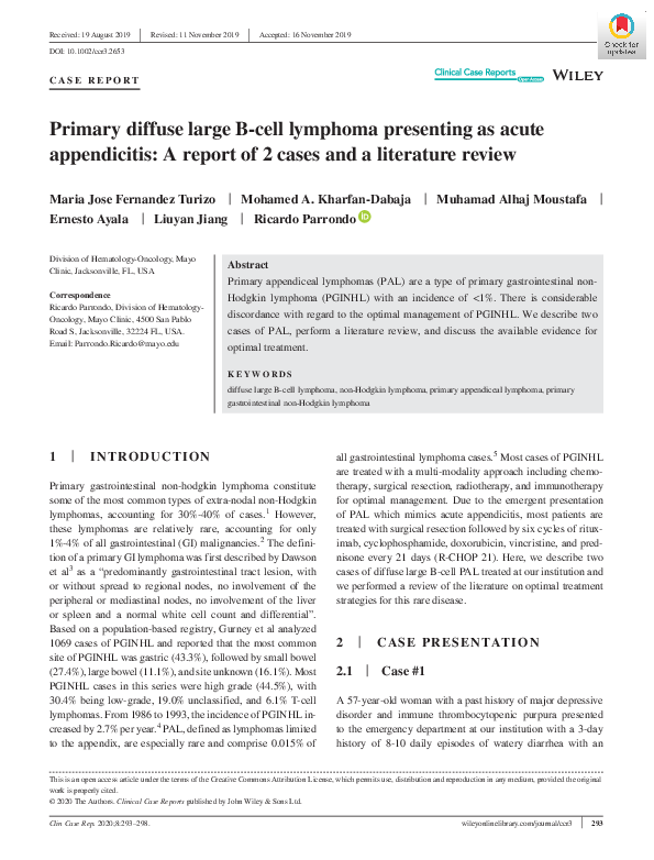 (PDF) Primary diffuse large B‐cell lymphoma presenting as acute ...