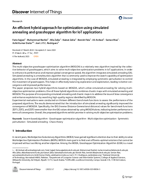 (PDF) An efficient hybrid approach for optimization using simulated annealing and grasshopper ...