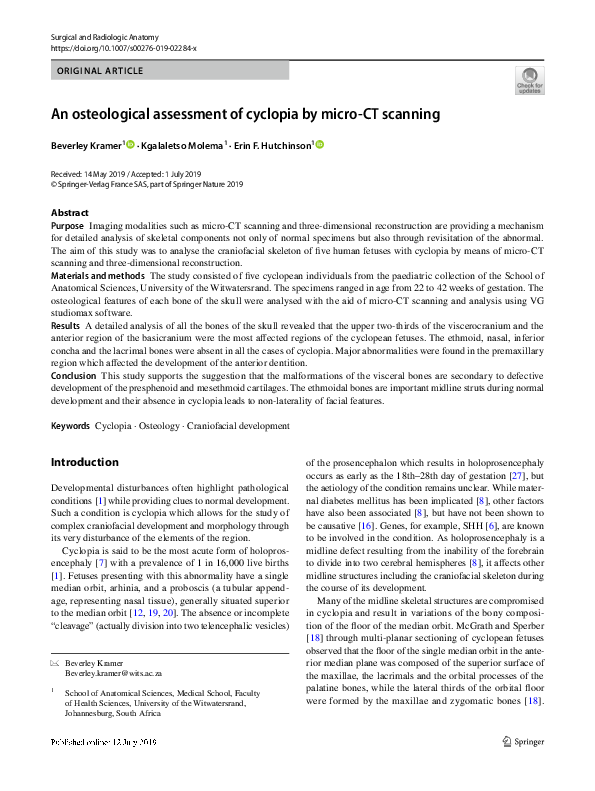 (PDF) An osteological assessment of cyclopia by micro-CT scanning