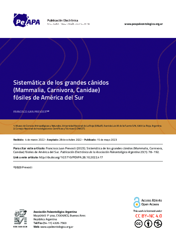 (PDF) Sistemática De Los Grandes Cánidos (Mammalia, Carnivora, Canidae ...