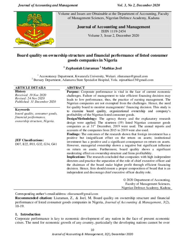 (PDF) Board quality on ownership structure and financial performance of ...