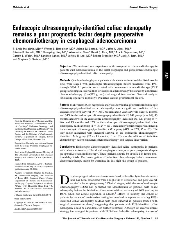 (PDF) Endoscopic ultrasonography-identified celiac adenopathy remains a ...