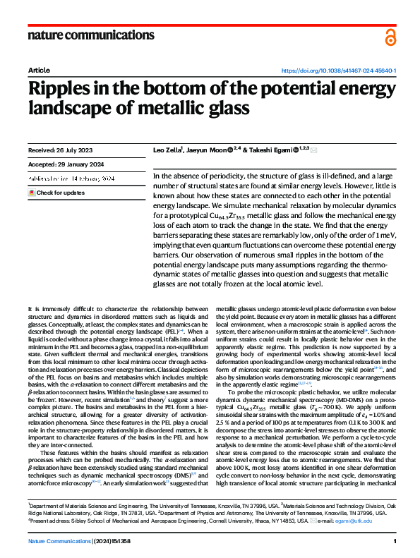 (PDF) Ripples in the bottom of the potential energy landscape of ...