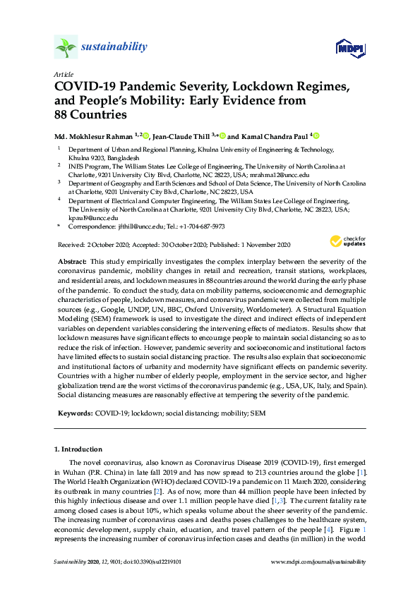 (PDF) COVID-19 Pandemic Severity, Lockdown Regimes, and People’s ...