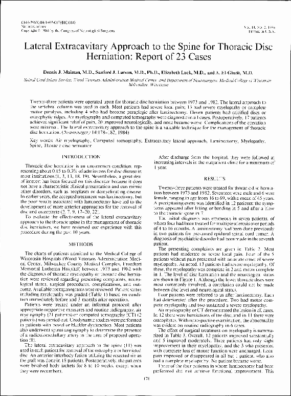 (PDF) Lateral extracavitary approach to the spine for thoracic disc ...