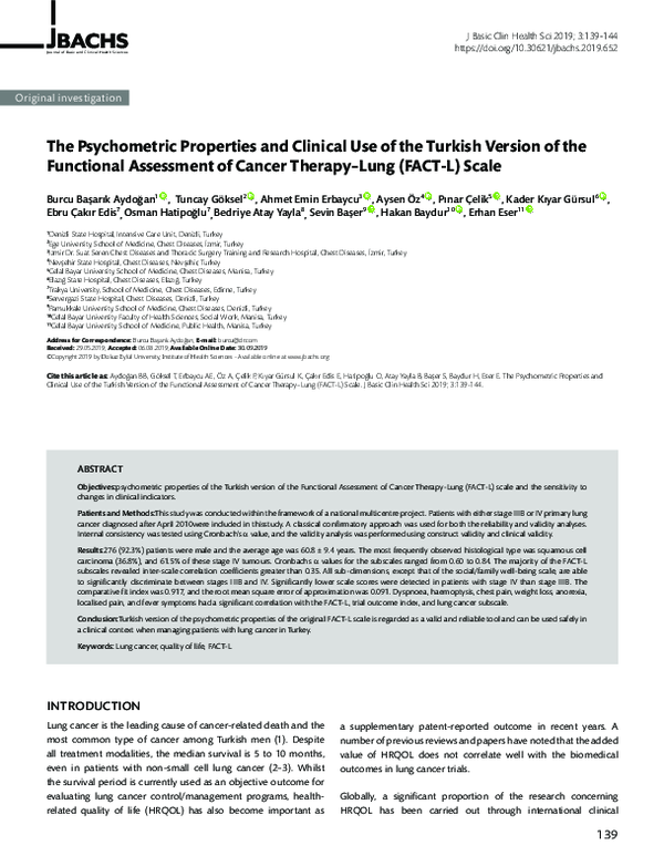 (PDF) The Psychometric Properties and Clinical Use of the Turkish ...