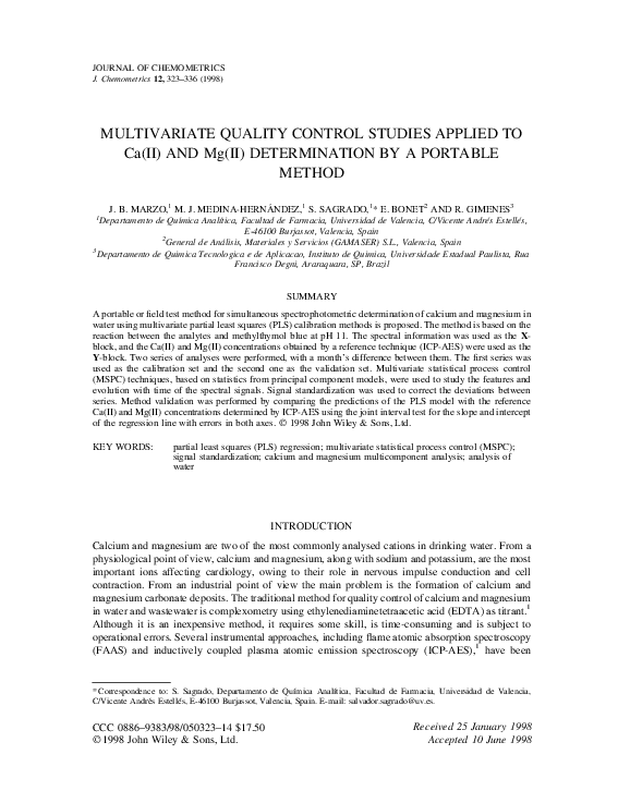 (PDF) Multivariate quality control studies applied to Ca(II) and Mg(II) determination by a ...