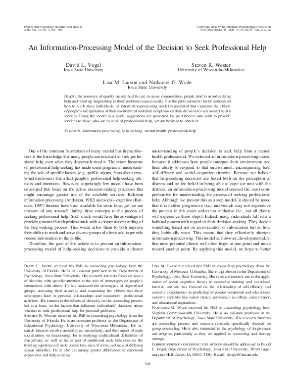 (PDF) An information-processing model of the decision to seek ...