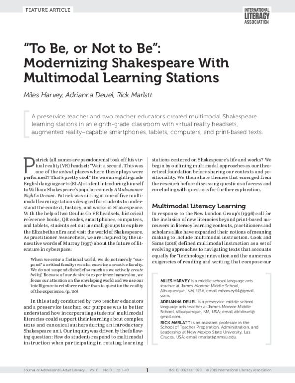 (PDF) “To Be, or Not to Be”: Modernizing Shakespeare With Multimodal ...