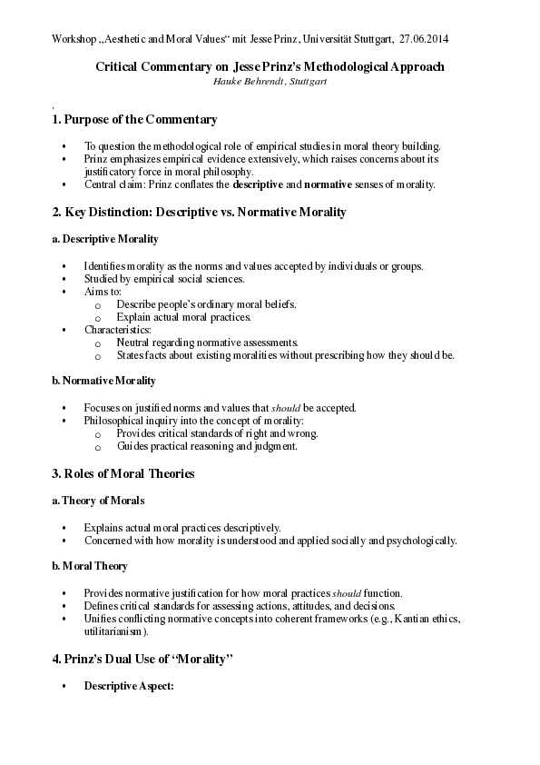 (PDF) Critical Commentary on Jesse Prinz's Methodological Approach ...