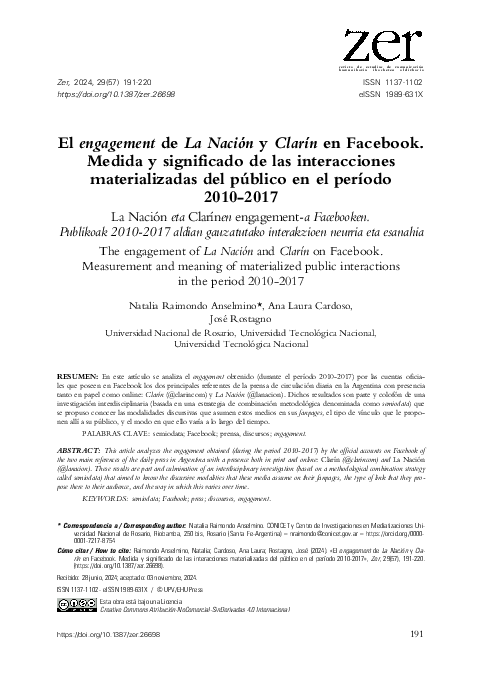 (PDF) El engagement de La Nación y Clarín en Facebook. Medida y ...