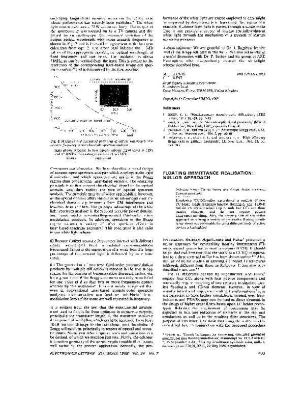 (PDF) Floating immittance realisation: nullor approach