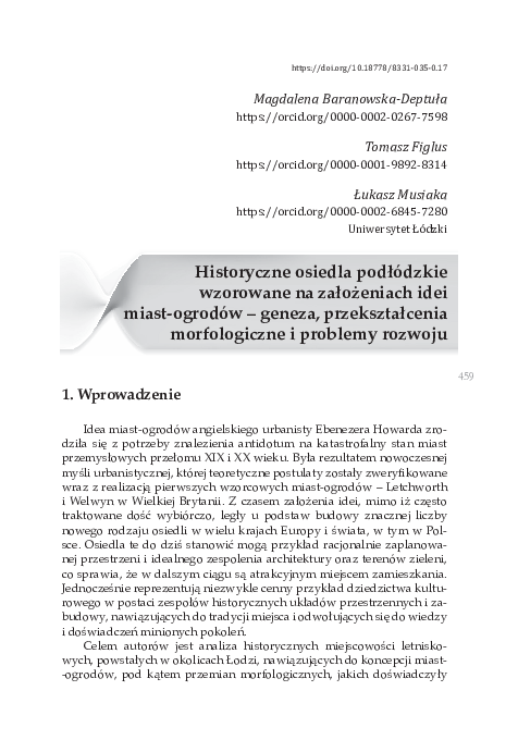 (PDF) Historyczne osiedla podłódzkie wzorowane na założeniach idei ...