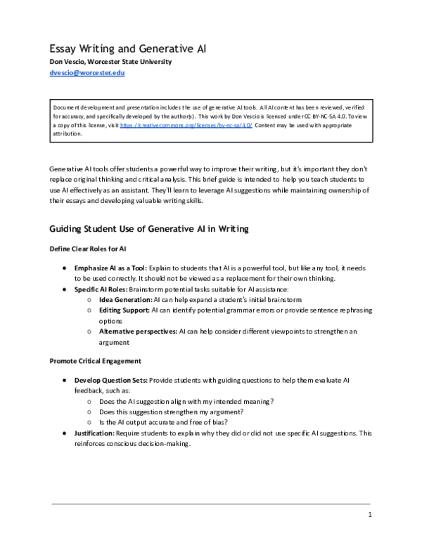(PDF) Essay Writing and Generative AI