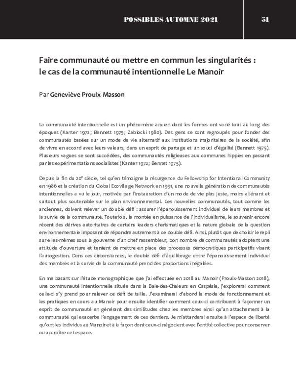 (PDF) Faire communauté ou mettre en commun les singularités : le cas de ...