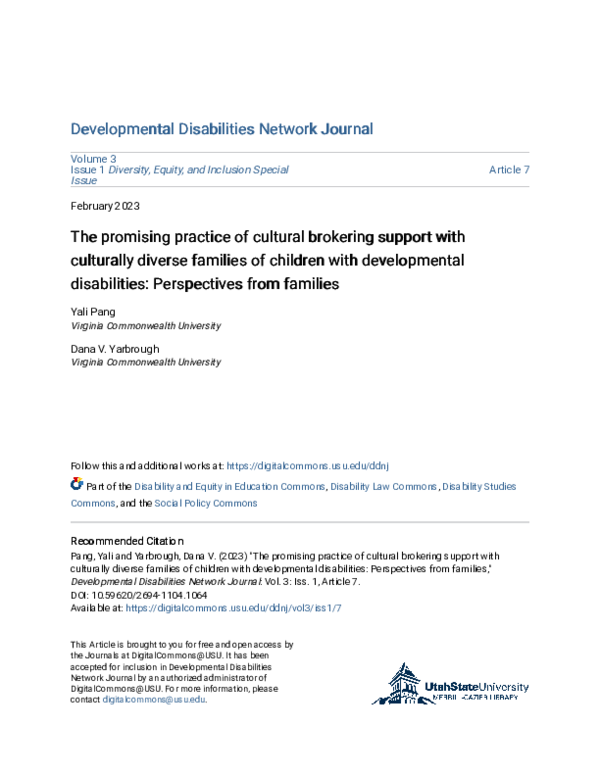 (PDF) The promising practice of cultural brokering support with ...